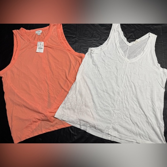 J. Crew | Tops | J Crew Orange Sleeveless Relaxed Tank Top And White ...